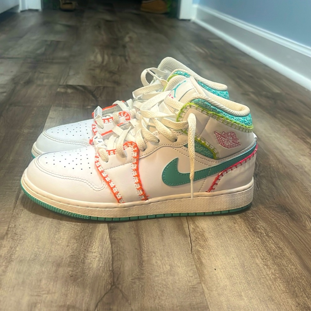 Jordan 1’s With Beaded Letters And Stitch - Gem